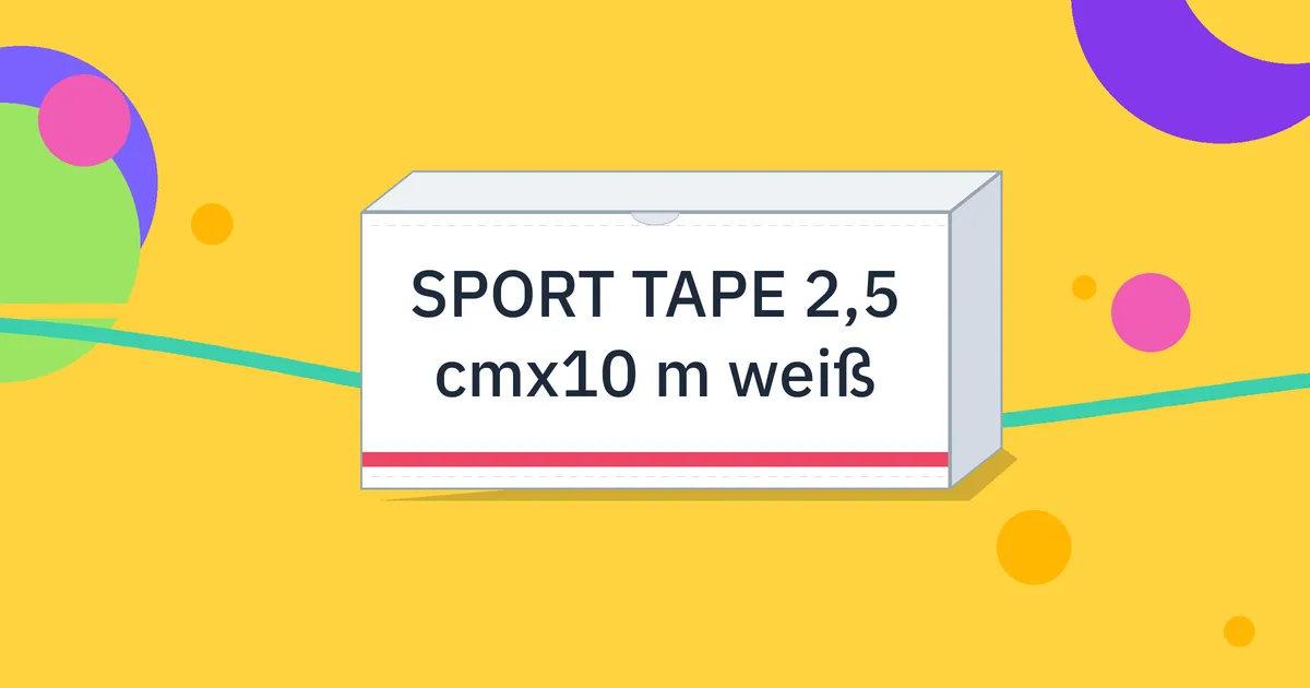Symbolbild: Packung mit der Aufschrift SPORT TAPE 2,5 cmx10 m weiß (PZN 17184381) – Verfügbarkeit und Bezug in Apotheken in Frankfurt am Main