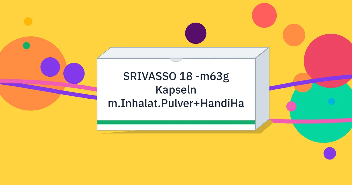 Symbolbild: Packung mit der Aufschrift SRIVASSO 18 -m63g Kapseln m.Inhalat.Pulver+HandiHa (PZN 11341980) – Verfügbarkeit und Bezug in Apotheken in Frankfurt am Main