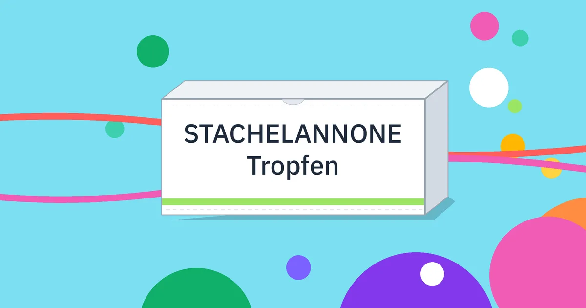 Symbolbild: Packung mit der Aufschrift STACHELANNONE Tropfen (PZN 18396257) – Verfügbarkeit und Bezug in Apotheken in Frankfurt am Main