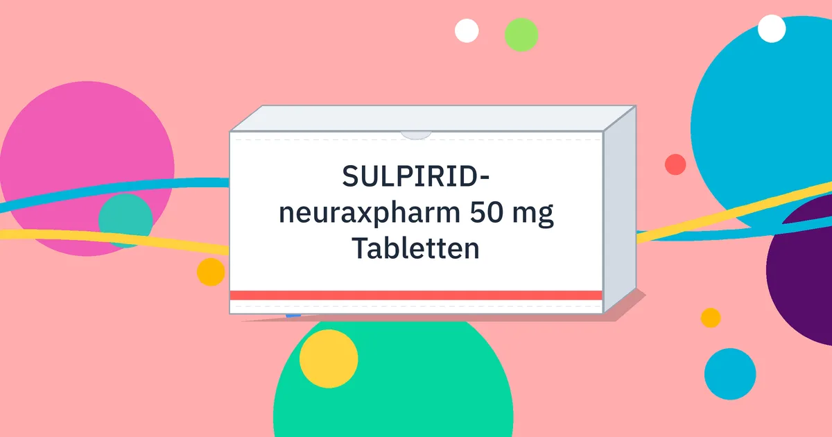 Symbolbild: Packung mit der Aufschrift SULPIRID-neuraxpharm 50 mg Tabletten (PZN 02136258) – Verfügbarkeit und Bezug in Apotheken in Frankfurt am Main