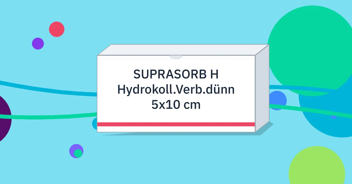 Symbolbild: Packung mit der Aufschrift SUPRASORB H Hydrokoll.Verb.dünn 5x10 cm (PZN 16261524) – Verfügbarkeit und Bezug in Apotheken in Frankfurt am Main