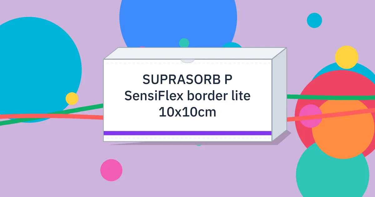 Symbolbild: Packung mit der Aufschrift SUPRASORB P SensiFlex border lite 10x10cm (PZN 20945487) – Verfügbarkeit und Bezug in Apotheken in Frankfurt am Main