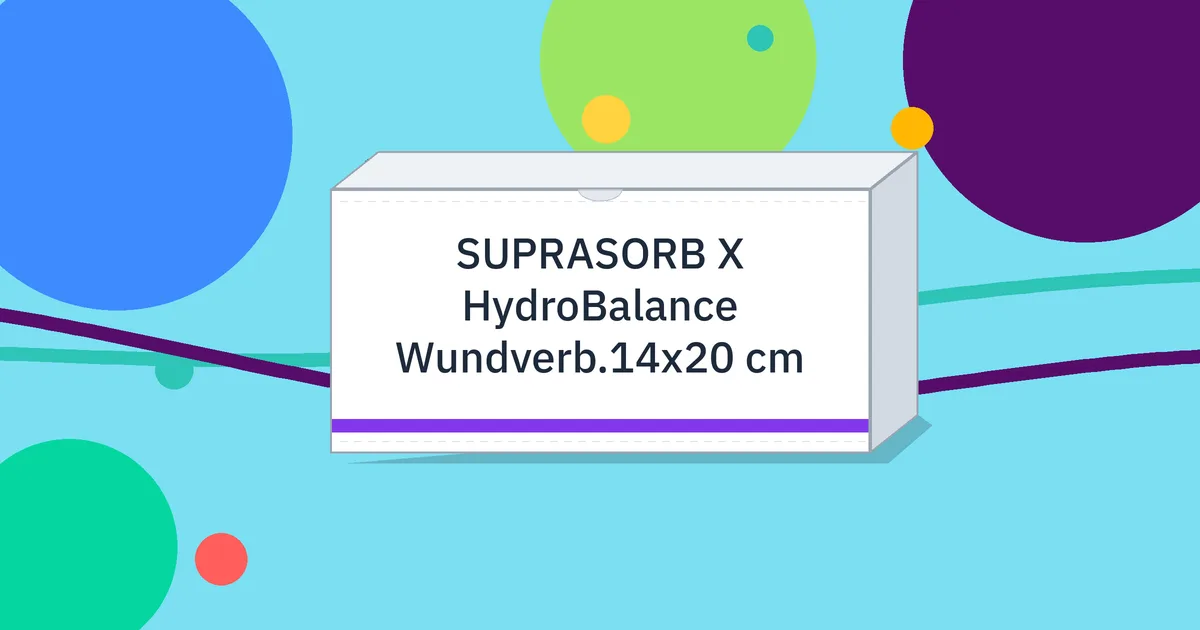 Symbolbild: Packung mit der Aufschrift SUPRASORB X HydroBalance Wundverb.14x20 cm (PZN 13345835) – Verfügbarkeit und Bezug in Apotheken in Frankfurt am Main