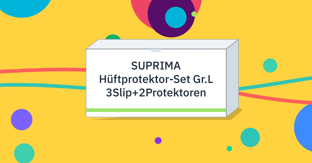 Symbolbild: Packung mit der Aufschrift SUPRIMA Hüftprotektor-Set Gr.L 3Slip+2Protektoren (PZN 09784262) – Verfügbarkeit und Bezug in Apotheken in Frankfurt am Main