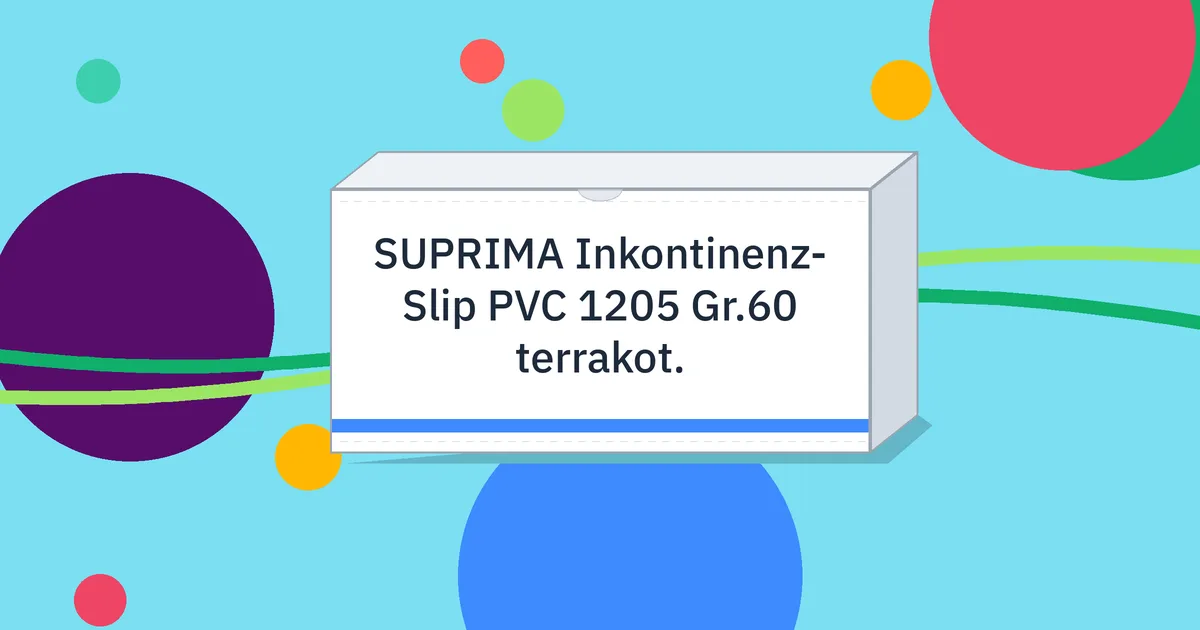 Symbolbild: Packung mit der Aufschrift SUPRIMA Inkontinenz-Slip PVC 1205 Gr.60 terrakot. (PZN 00414144) – Verfügbarkeit und Bezug in Apotheken in Frankfurt am Main