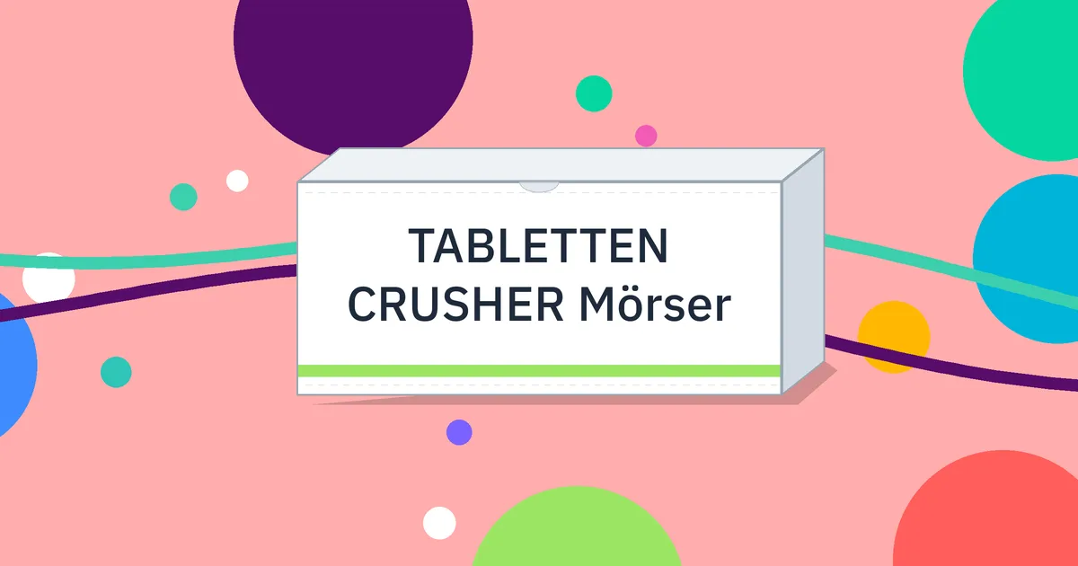 Symbolbild: Packung mit der Aufschrift TABLETTEN CRUSHER Mörser (PZN 10518442) – Verfügbarkeit und Bezug in Apotheken in Frankfurt am Main