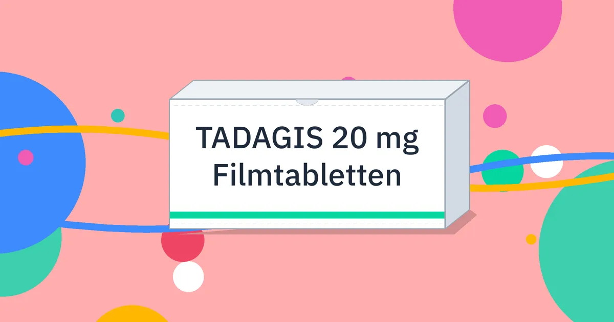Symbolbild: Packung mit der Aufschrift TADAGIS 20 mg Filmtabletten (PZN 13838791) – Verfügbarkeit und Bezug in Apotheken in Frankfurt am Main