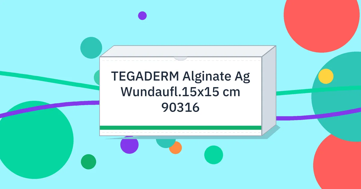 Symbolbild: Packung mit der Aufschrift TEGADERM Alginate Ag Wundaufl.15x15 cm 90316 (PZN 11846332) – Verfügbarkeit und Bezug in Apotheken in Frankfurt am Main