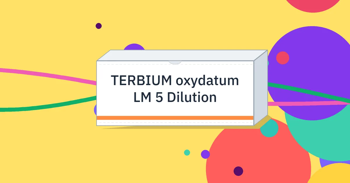 Symbolbild: Packung mit der Aufschrift TERBIUM oxydatum LM 5 Dilution (PZN 13216049) – Verfügbarkeit und Bezug in Apotheken in Frankfurt am Main