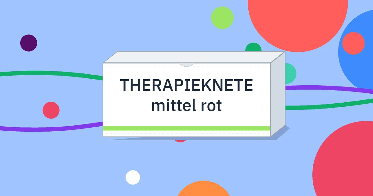 Symbolbild: Packung mit der Aufschrift THERAPIEKNETE mittel rot (PZN 15658828) – Verfügbarkeit und Bezug in Apotheken in Frankfurt am Main