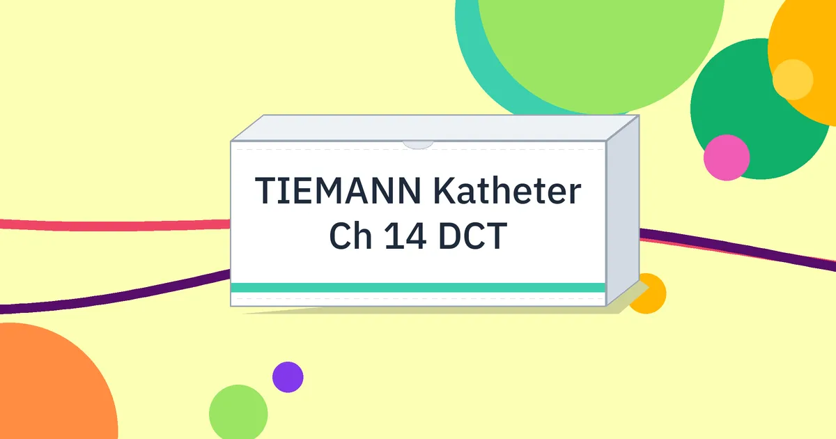 Symbolbild: Packung mit der Aufschrift TIEMANN Katheter Ch 14 DCT (PZN 02847864) – Verfügbarkeit und Bezug in Apotheken in Frankfurt am Main
