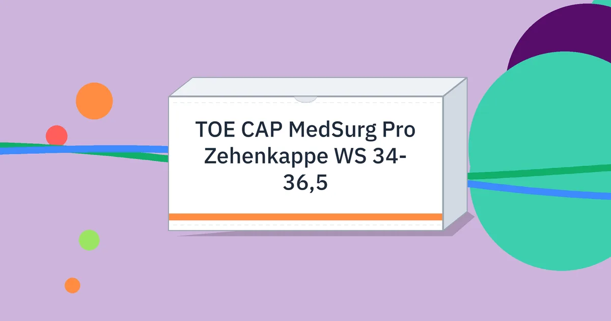 Symbolbild: Packung mit der Aufschrift TOE CAP MedSurg Pro Zehenkappe WS 34-36,5 (PZN 16631317) – Verfügbarkeit und Bezug in Apotheken in Frankfurt am Main