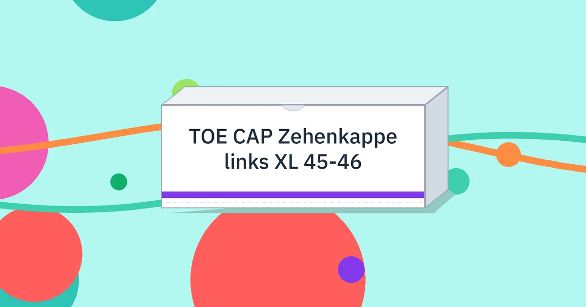 Symbolbild: Packung mit der Aufschrift TOE CAP Zehenkappe links XL 45-46 (PZN 16631599) – Verfügbarkeit und Bezug in Apotheken in Frankfurt am Main