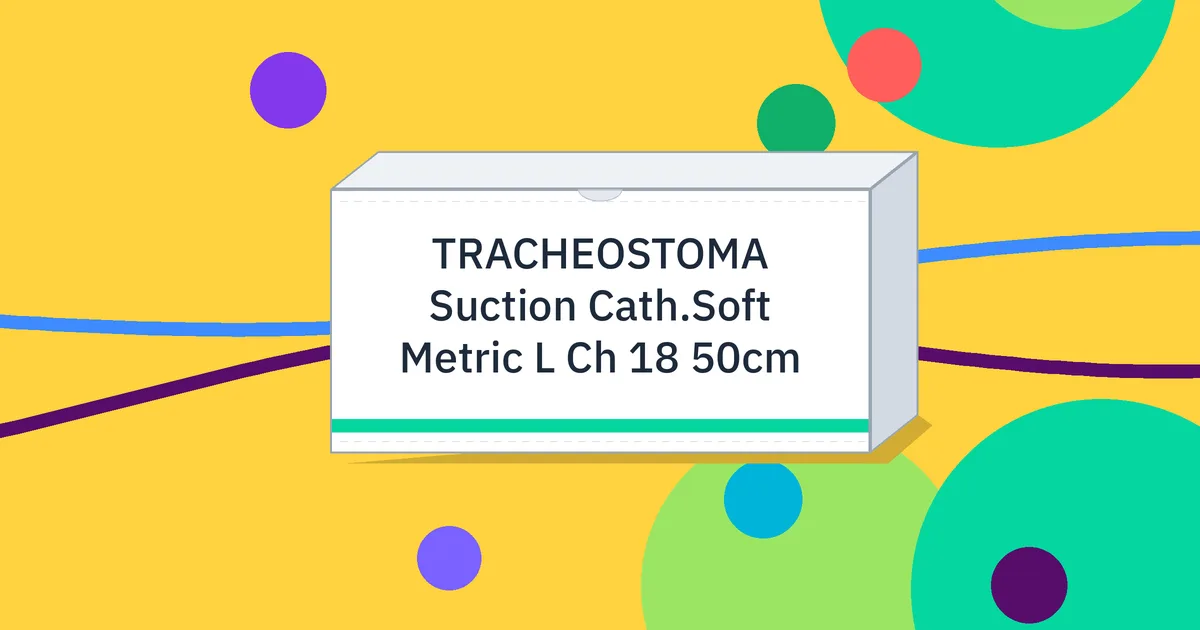 Symbolbild: Packung mit der Aufschrift TRACHEOSTOMA Suction Cath.Soft Metric L Ch 18 50cm (PZN 20313675) – Verfügbarkeit und Bezug in Apotheken in Frankfurt am Main