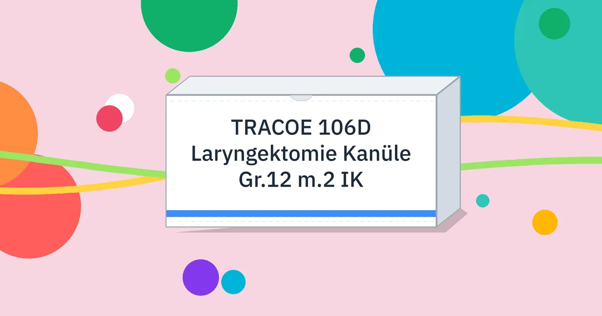Symbolbild: Packung mit der Aufschrift TRACOE 106D Laryngektomie Kanüle Gr.12 m.2 IK (PZN 02361305) – Verfügbarkeit und Bezug in Apotheken in Frankfurt am Main