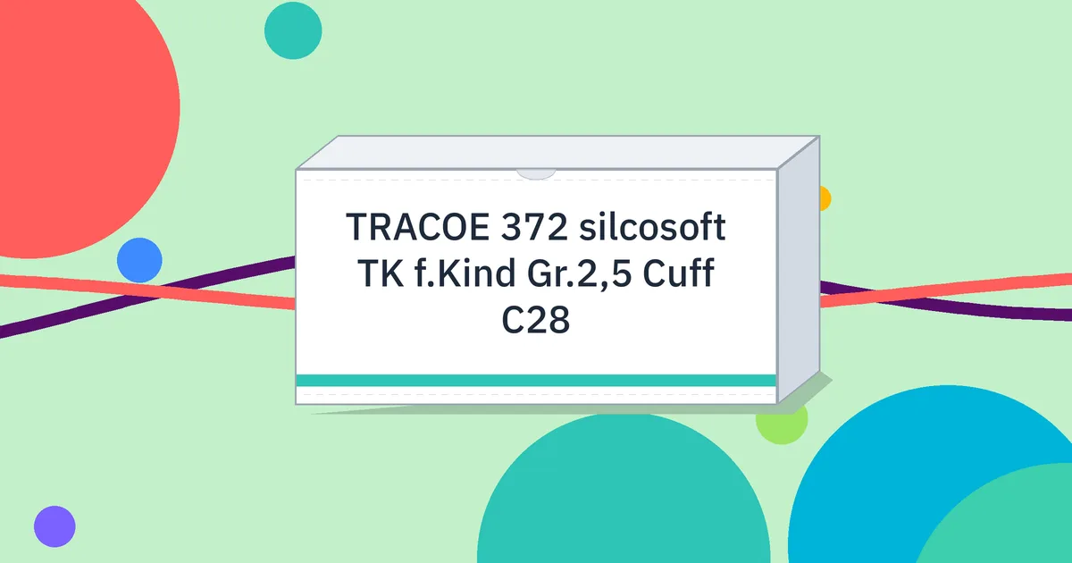 Symbolbild: Packung mit der Aufschrift TRACOE 372 silcosoft TK f.Kind Gr.2,5 Cuff C28 (PZN 14315836) – Verfügbarkeit und Bezug in Apotheken in Frankfurt am Main