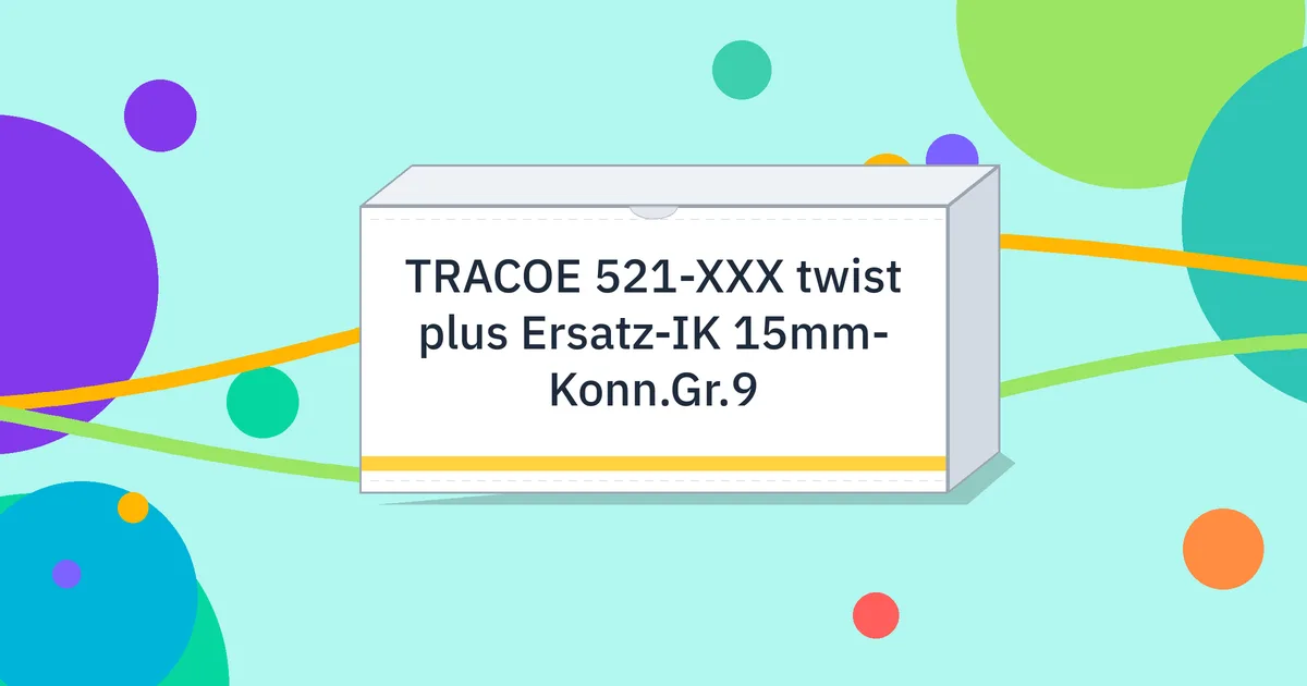 Symbolbild: Packung mit der Aufschrift TRACOE 521-XXX twist plus Ersatz-IK 15mm-Konn.Gr.9 (PZN 12567491) – Verfügbarkeit und Bezug in Apotheken in Frankfurt am Main