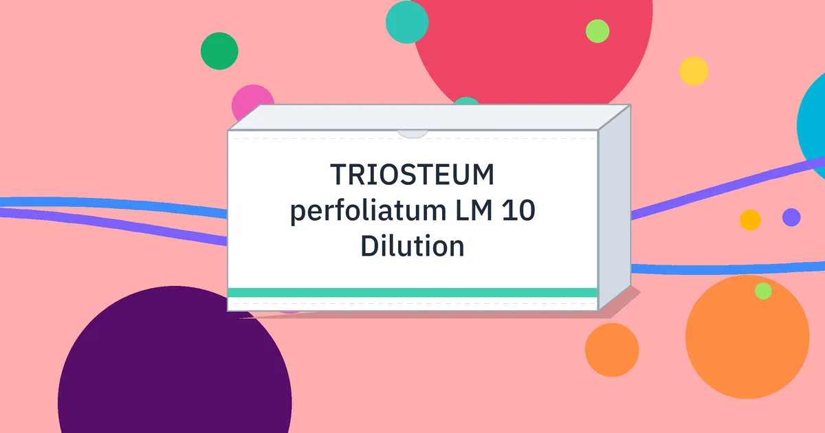 Symbolbild: Packung mit der Aufschrift TRIOSTEUM perfoliatum LM 10 Dilution (PZN 13227550) – Verfügbarkeit und Bezug in Apotheken in Frankfurt am Main