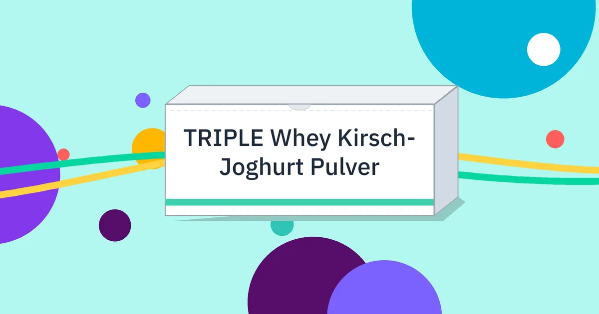 Symbolbild: Packung mit der Aufschrift TRIPLE Whey Kirsch-Joghurt Pulver (PZN 20720914) – Verfügbarkeit und Bezug in Apotheken in Frankfurt am Main