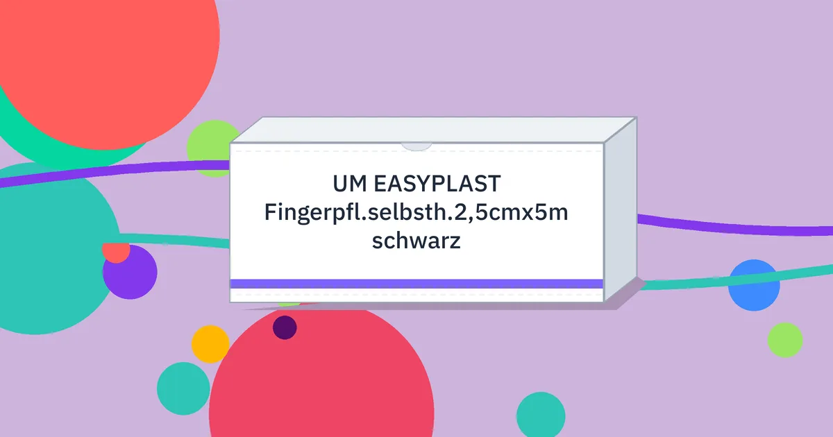 Symbolbild: Packung mit der Aufschrift UM EASYPLAST Fingerpfl.selbsth.2,5cmx5m schwarz (PZN 17929154) – Verfügbarkeit und Bezug in Apotheken in Frankfurt am Main