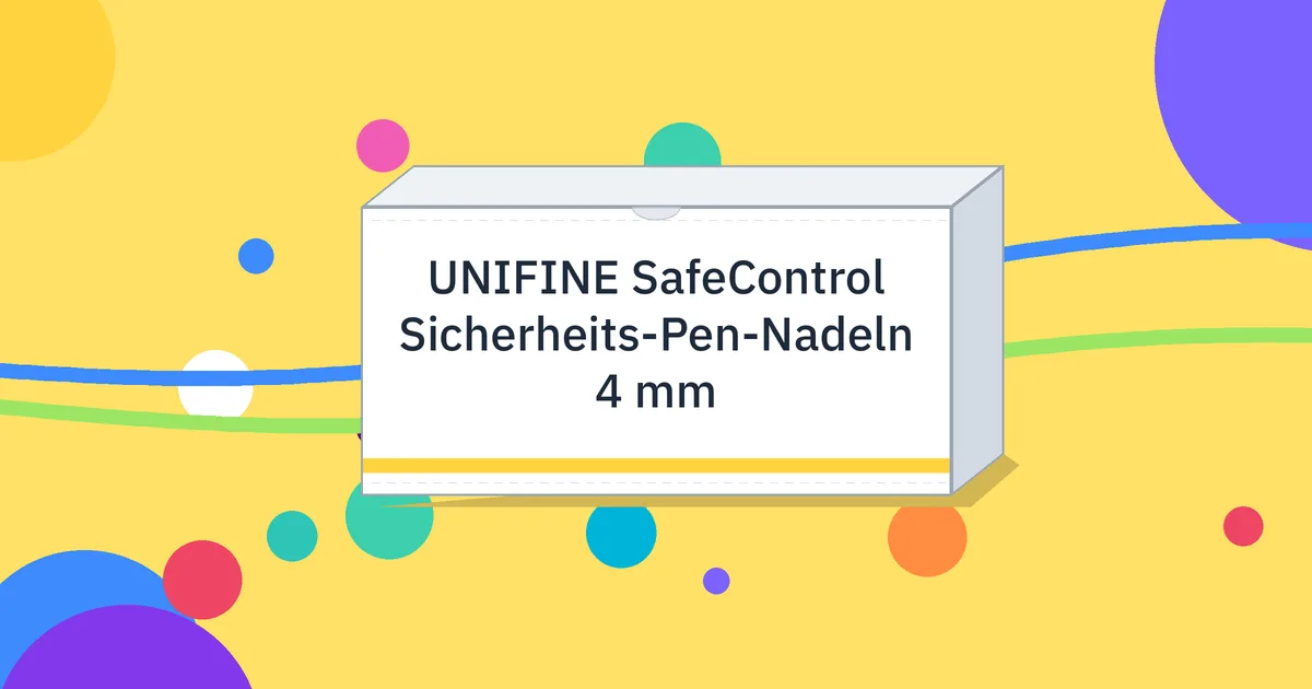 Symbolbild: Packung mit der Aufschrift UNIFINE SafeControl Sicherheits-Pen-Nadeln 4 mm (PZN 17614137) – Verfügbarkeit und Bezug in Apotheken in Frankfurt am Main