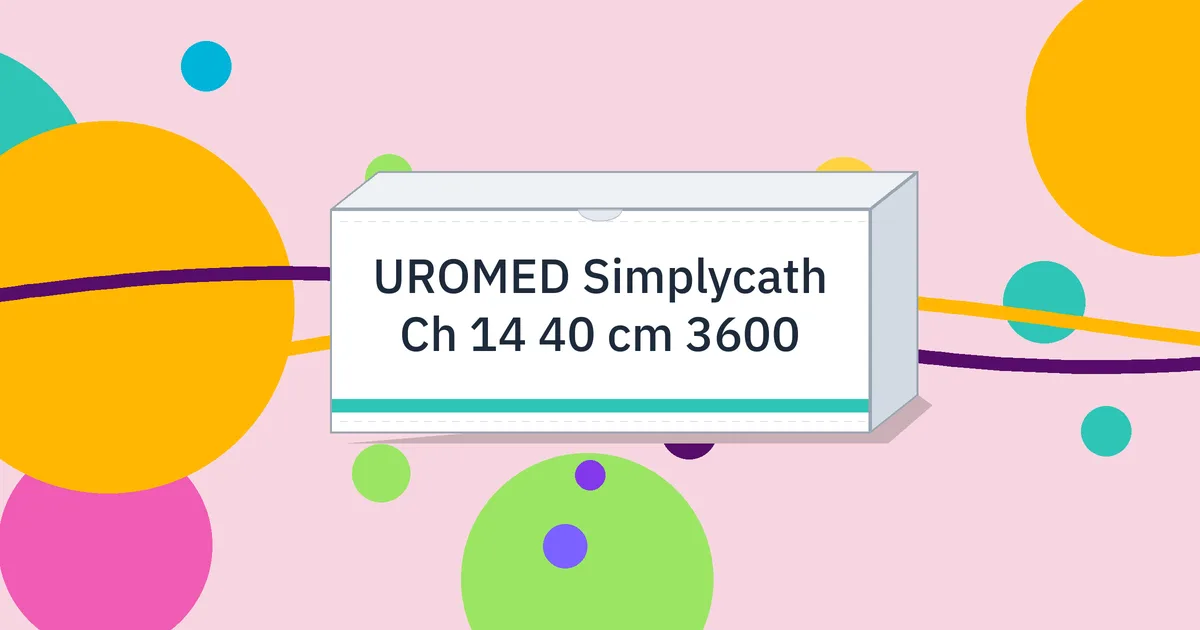 Symbolbild: Packung mit der Aufschrift UROMED Simplycath Ch 14 40 cm 3600 (PZN 00230912) – Verfügbarkeit und Bezug in Apotheken in Frankfurt am Main