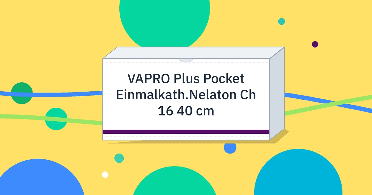 Symbolbild: Packung mit der Aufschrift VAPRO Plus Pocket Einmalkath.Nelaton Ch 16 40 cm (PZN 19639495) – Verfügbarkeit und Bezug in Apotheken in Frankfurt am Main