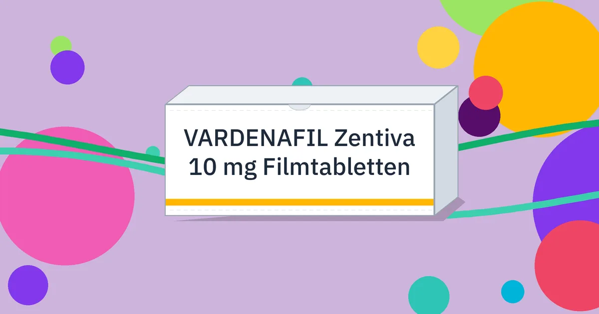 Symbolbild: Packung mit der Aufschrift VARDENAFIL Zentiva 10 mg Filmtabletten (PZN 14212740) – Verfügbarkeit und Bezug in Apotheken in Frankfurt am Main