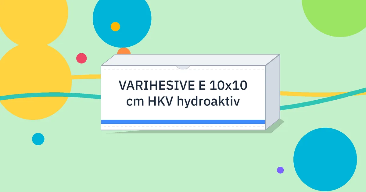 Symbolbild: Packung mit der Aufschrift VARIHESIVE E 10x10 cm HKV hydroaktiv (PZN 14274468) – Verfügbarkeit und Bezug in Apotheken in Frankfurt am Main