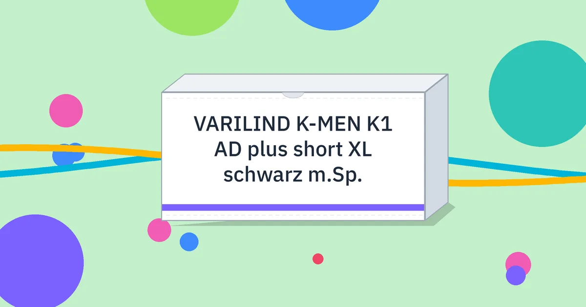 Symbolbild: Packung mit der Aufschrift VARILIND K-MEN K1 AD plus short XL schwarz m.Sp. (PZN 20569239) – Verfügbarkeit und Bezug in Apotheken in Frankfurt am Main