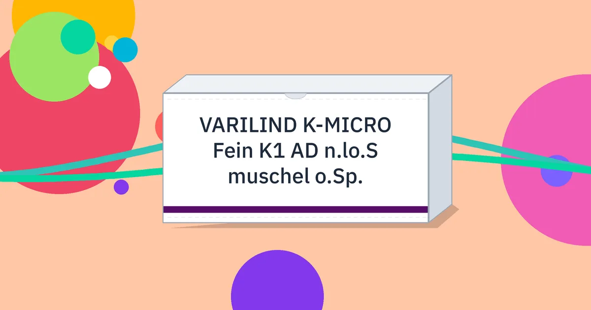 Symbolbild: Packung mit der Aufschrift VARILIND K-MICRO Fein K1 AD n.lo.S muschel o.Sp. (PZN 20558336) – Verfügbarkeit und Bezug in Apotheken in Frankfurt am Main