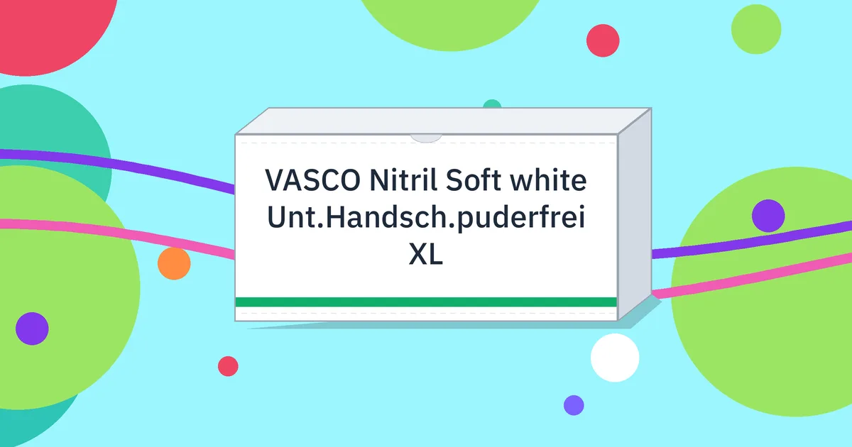 Symbolbild: Packung mit der Aufschrift VASCO Nitril Soft white Unt.Handsch.puderfrei XL (PZN 12907834) – Verfügbarkeit und Bezug in Apotheken in Frankfurt am Main