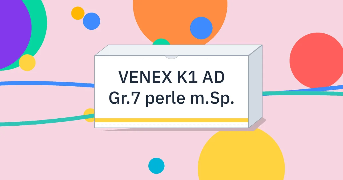 Symbolbild: Packung mit der Aufschrift VENEX K1 AD Gr.7 perle m.Sp. (PZN 03183774) – Verfügbarkeit und Bezug in Apotheken in Frankfurt am Main