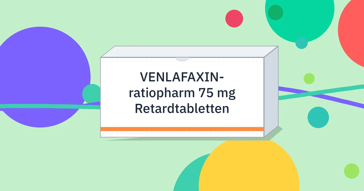 Symbolbild: Packung mit der Aufschrift VENLAFAXIN-ratiopharm 75 mg Retardtabletten (PZN 06718721) – Verfügbarkeit und Bezug in Apotheken in Frankfurt am Main