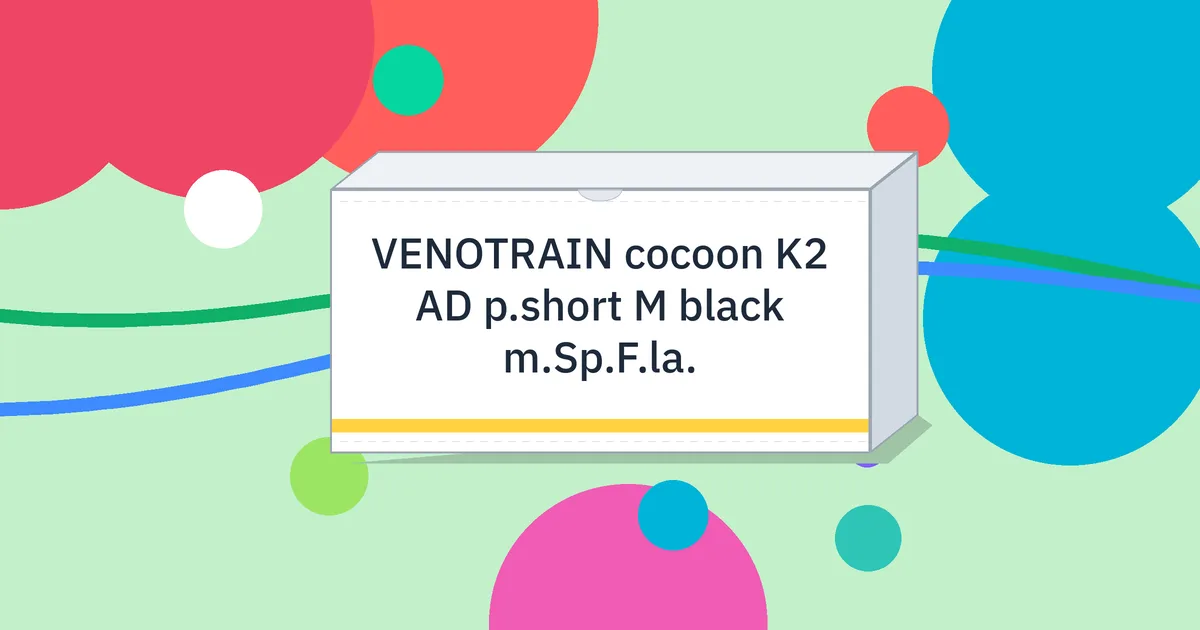 Symbolbild: Packung mit der Aufschrift VENOTRAIN cocoon K2 AD p.short M black m.Sp.F.la. (PZN 14401955) – Verfügbarkeit und Bezug in Apotheken in Frankfurt am Main