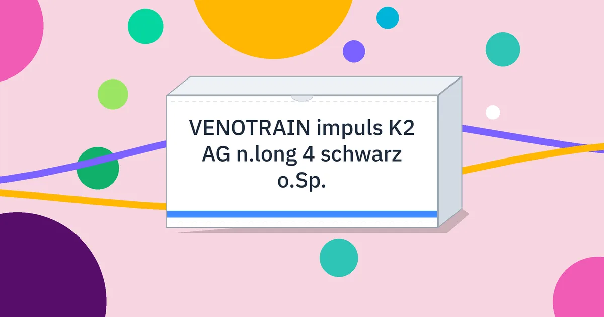 Symbolbild: Packung mit der Aufschrift VENOTRAIN impuls K2 AG n.long 4 schwarz o.Sp. (PZN 00496231) – Verfügbarkeit und Bezug in Apotheken in Frankfurt am Main