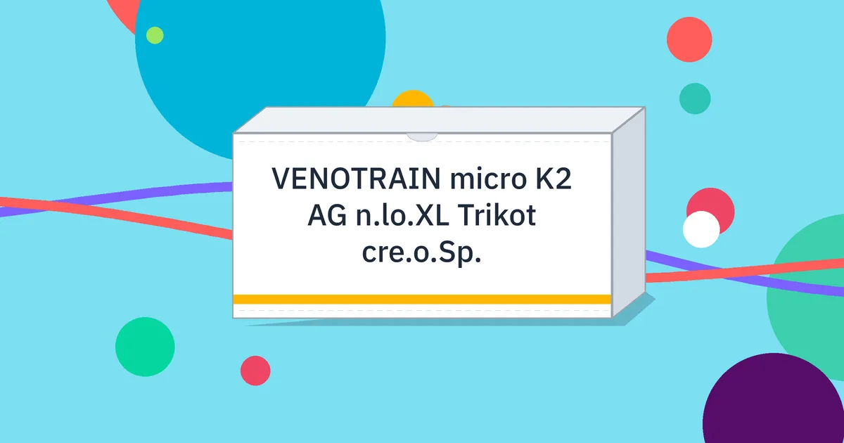 Symbolbild: Packung mit der Aufschrift VENOTRAIN micro K2 AG n.lo.XL Trikot cre.o.Sp. (PZN 05712455) – Verfügbarkeit und Bezug in Apotheken in Frankfurt am Main