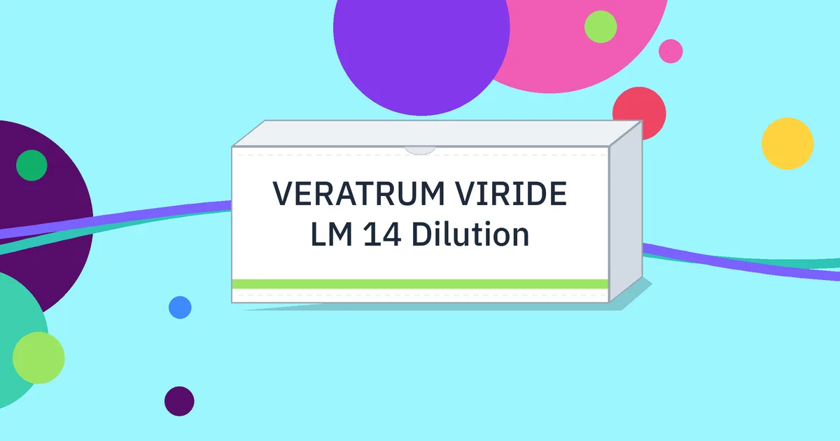 Symbolbild: Packung mit der Aufschrift VERATRUM VIRIDE LM 14 Dilution (PZN 13265295) – Verfügbarkeit und Bezug in Apotheken in Frankfurt am Main