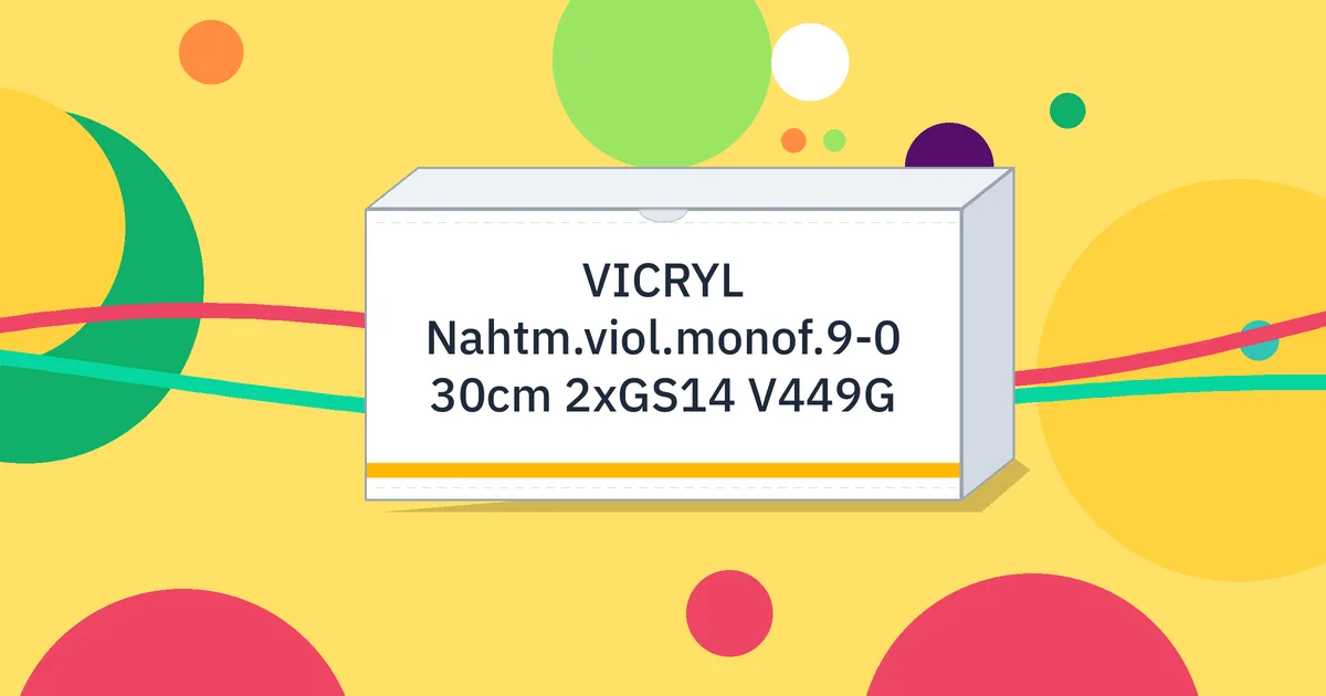 Symbolbild: Packung mit der Aufschrift VICRYL Nahtm.viol.monof.9-0 30cm 2xGS14 V449G (PZN 20900102) – Verfügbarkeit und Bezug in Apotheken in Frankfurt am Main