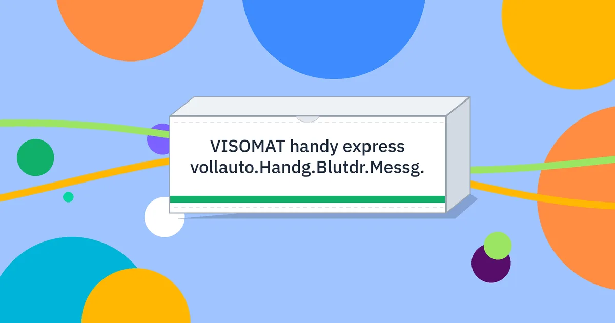Symbolbild: Packung mit der Aufschrift VISOMAT handy express vollauto.Handg.Blutdr.Messg. (PZN 13975602) – Verfügbarkeit und Bezug in Apotheken in Frankfurt am Main