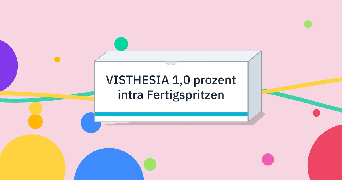 Symbolbild: Packung mit der Aufschrift VISTHESIA 1,0 prozent intra Fertigspritzen (PZN 05451291) – Verfügbarkeit und Bezug in Apotheken in Frankfurt am Main
