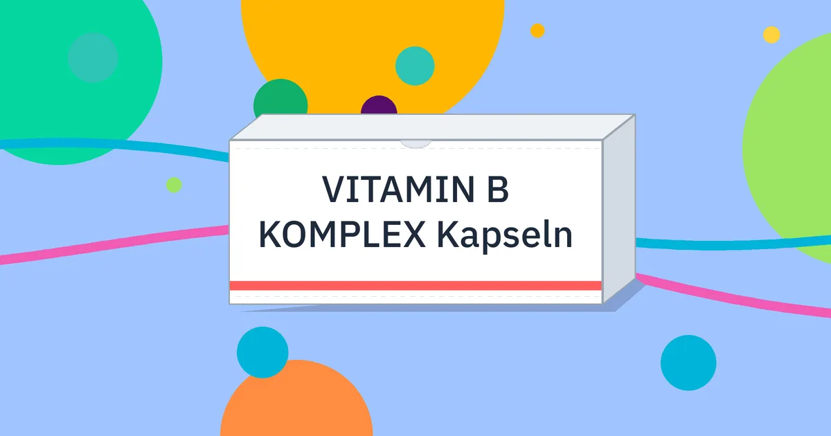 Symbolbild: Packung mit der Aufschrift VITAMIN B KOMPLEX Kapseln (PZN 00839487) – Verfügbarkeit und Bezug in Apotheken in Frankfurt am Main
