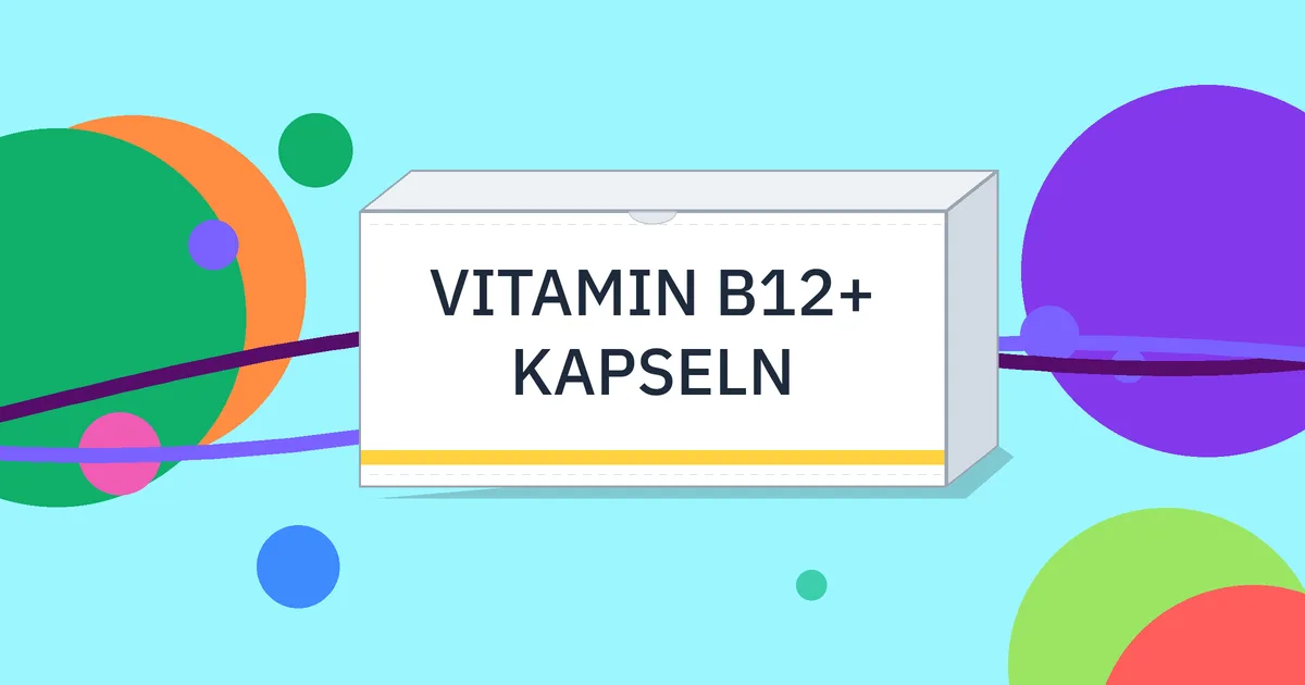 Symbolbild: Packung mit der Aufschrift VITAMIN B12+ KAPSELN (PZN 18213759) – Verfügbarkeit und Bezug in Apotheken in Frankfurt am Main