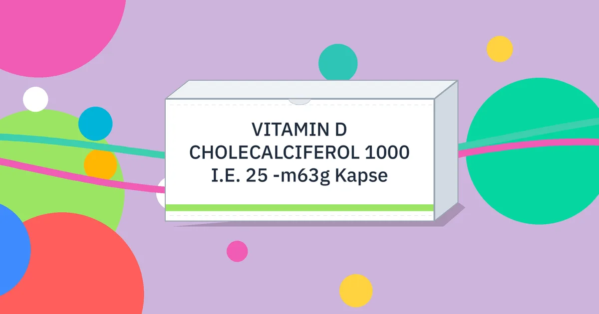 Symbolbild: Packung mit der Aufschrift VITAMIN D CHOLECALCIFEROL 1000 I.E. 25 -m63g Kapse (PZN 20600251) – Verfügbarkeit und Bezug in Apotheken in Frankfurt am Main