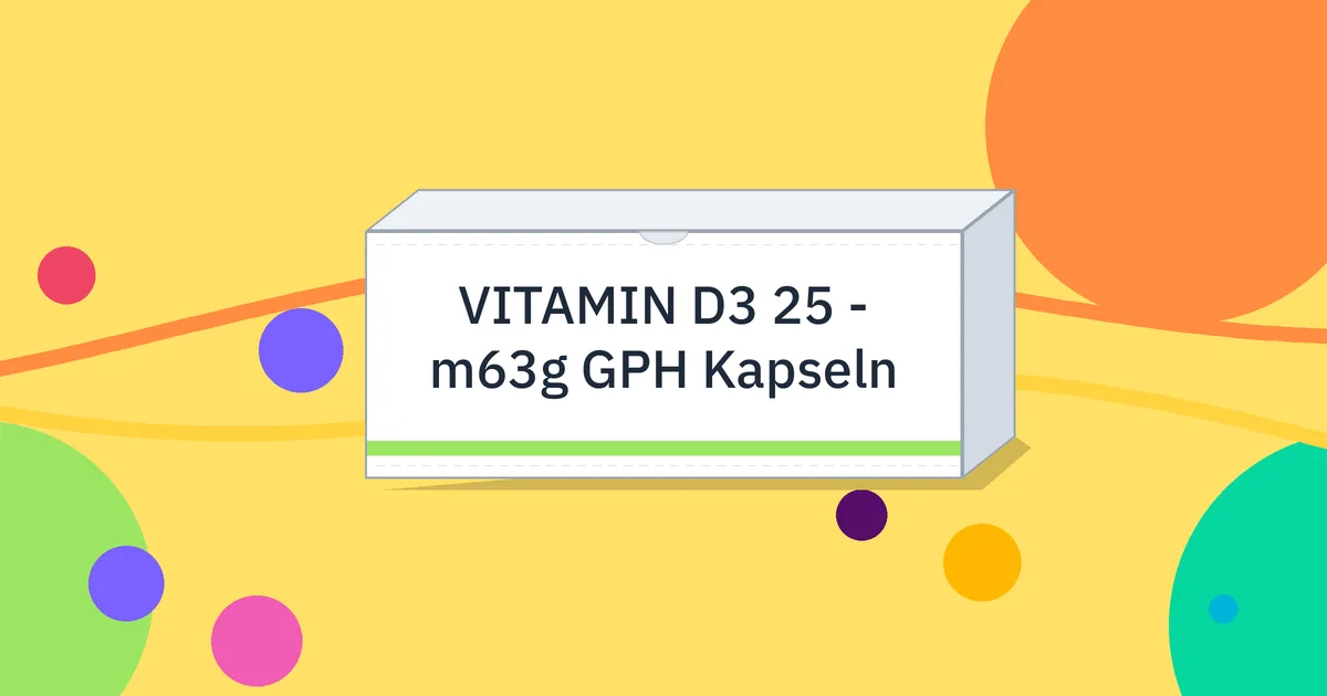 Symbolbild: Packung mit der Aufschrift VITAMIN D3 25 -m63g GPH Kapseln (PZN 04722523) – Verfügbarkeit und Bezug in Apotheken in Frankfurt am Main