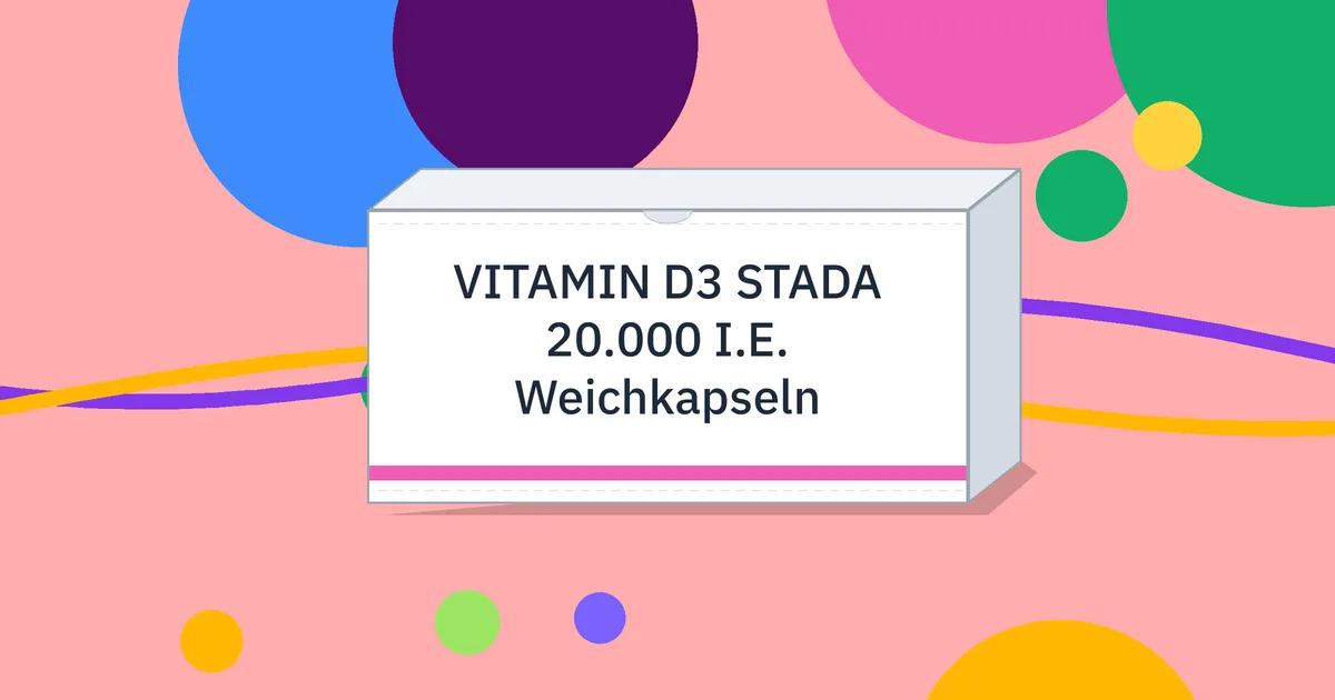 Symbolbild: Packung mit der Aufschrift VITAMIN D3 STADA 20.000 I.E. Weichkapseln (PZN 18908243) – Verfügbarkeit und Bezug in Apotheken in Frankfurt am Main