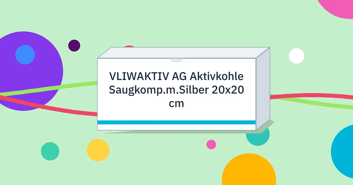 Symbolbild: Packung mit der Aufschrift VLIWAKTIV AG Aktivkohle Saugkomp.m.Silber 20x20 cm (PZN 20105971) – Verfügbarkeit und Bezug in Apotheken in Frankfurt am Main