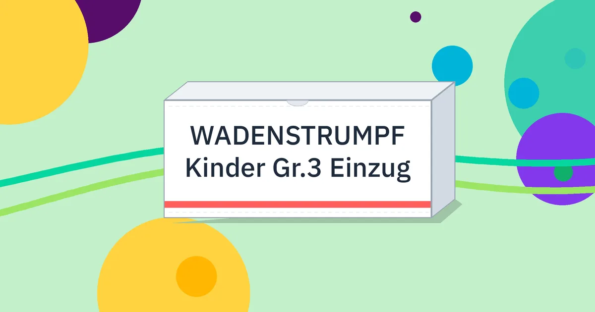 Symbolbild: Packung mit der Aufschrift WADENSTRUMPF Kinder Gr.3 Einzug (PZN 01738506) – Verfügbarkeit und Bezug in Apotheken in Frankfurt am Main