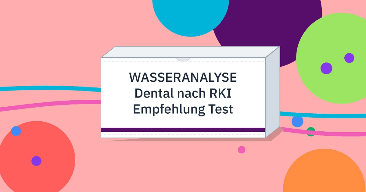 Symbolbild: Packung mit der Aufschrift WASSERANALYSE Dental nach RKI Empfehlung Test (PZN 19282372) – Verfügbarkeit und Bezug in Apotheken in Frankfurt am Main