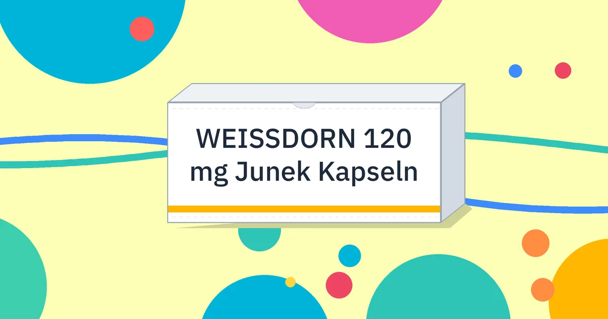 Symbolbild: Packung mit der Aufschrift WEISSDORN 120 mg Junek Kapseln (PZN 03510339) – Verfügbarkeit und Bezug in Apotheken in Frankfurt am Main